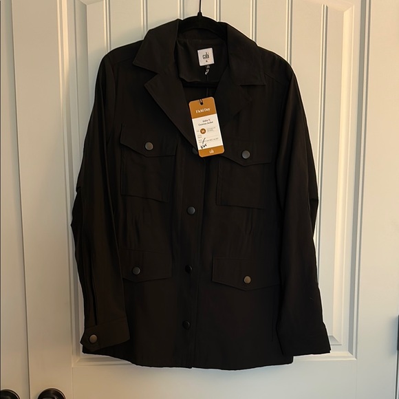 CAbi | Jackets & Coats | Cabi Caravan Black Utility Jacket With Notched ...